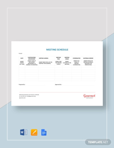 Meeting Schedule Examples - 14+ in Editable PDF | MS Word | Pages ...
