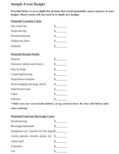 Event Budget - 21+ Examples, Format, Pdf | Examples