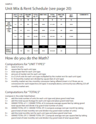 Rent Schedule - 15+ Examples, Format, Pdf | Examples
