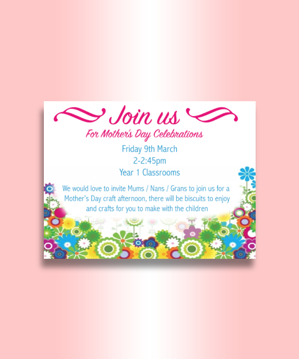 School Mothers Day Invitation Card Design