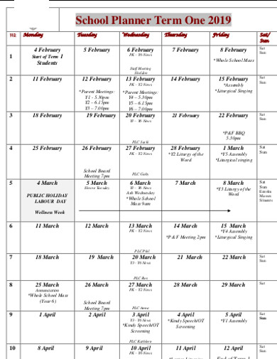 FREE 11 School Planner Examples Templates Download Now Examples