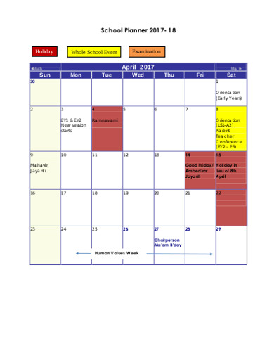 FREE 11 School Planner Examples Templates Download Now Examples