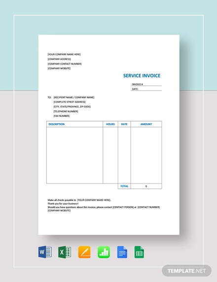 Service Invoice Examples 12 Samples In Google Docs Google Sheets 