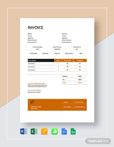 Sales Invoice Examples - 17+ PDF, Word, Excel | Examples