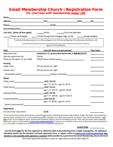 Church Registration Form - 14+ Examples, Format, Pdf