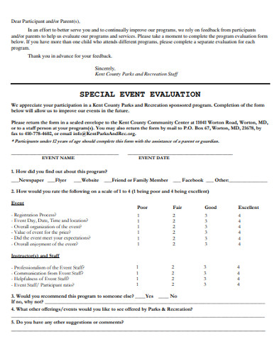 Event Evaluation Form - 15+ Examples, Format, Pdf | Examples