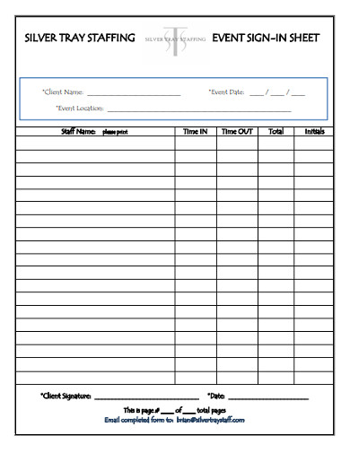 Event Sign in Sheet - 13+ Examples, Format, Pdf | Examples