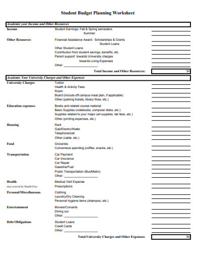 Student Budget Examples - 18+ Templates [Download Now] | Examples