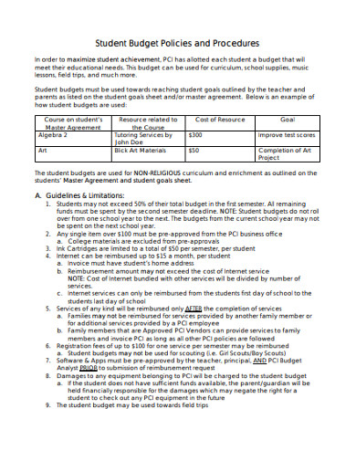 Student Budget Examples - 18+ Templates [Download Now] | Examples
