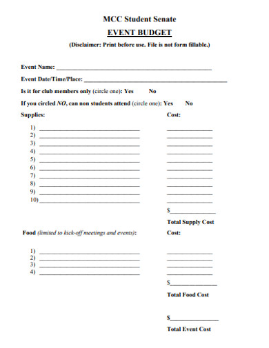 Event Budget - 21+ Examples, Format, Pdf | Examples