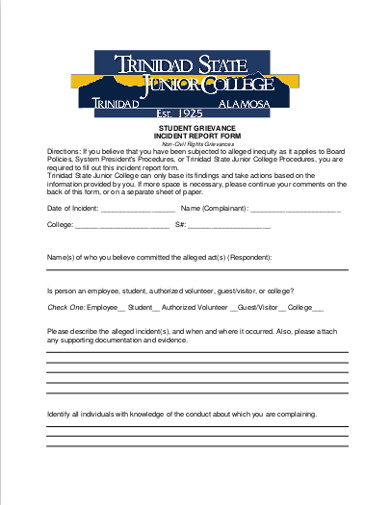Student Incident Report - 21+ Examples, Format, Pdf | Examples