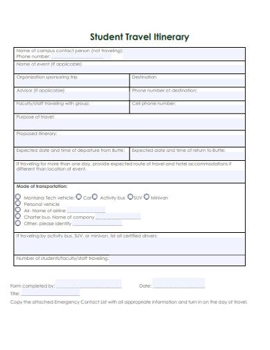 Travel Itinerary - 30+ Examples, Format, Pdf | Examples
