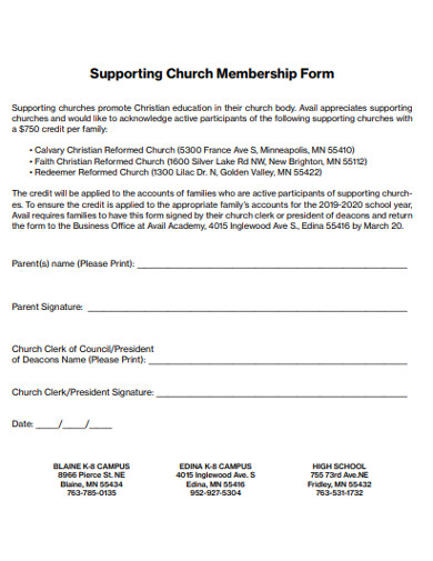 Church Membership Form 13 Examples Format Pdf Examples