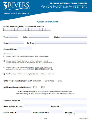 Vehicle Purchase Agreement - 10+ Examples, Format, Pdf | Examples