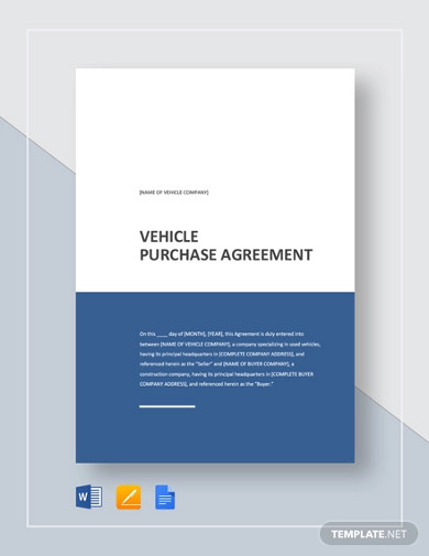 Vehicle Purchase Agreement - 10+ Examples, Format, Pdf | Examples