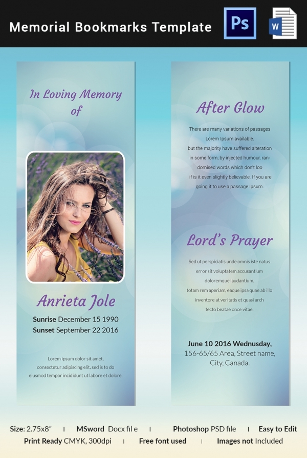 Memorial Bookmark - 12+ Examples, Format, Pdf | Examples