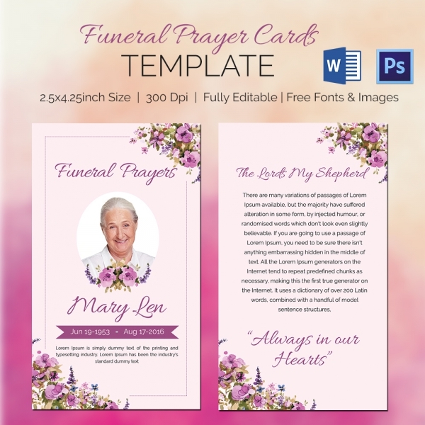 FREE 12 Best Memorial Prayer Card Examples Templates Examples