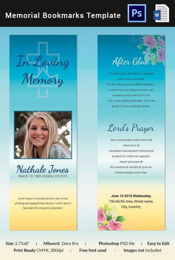 Memorial Bookmark - 12+ Examples, Format, Pdf | Examples