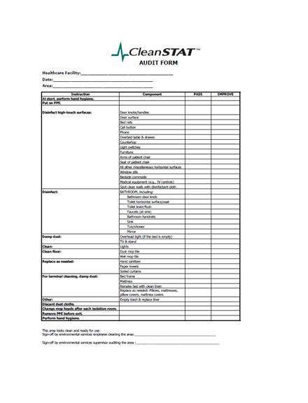 Cleaning Audit Form - 10+ Examples, Format, Pdf | Examples