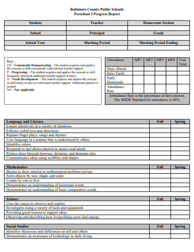 Preschool Progress Report 7 Examples Format Pdf Examples