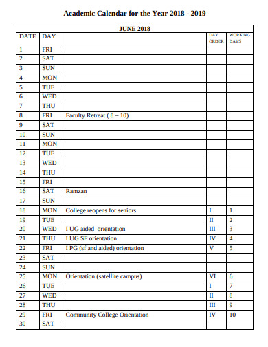 College Calendar - 18+ Examples, Format, Pdf | Examples