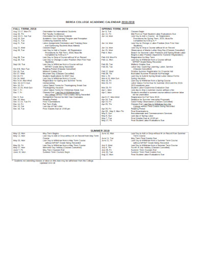 College Calendar - 18+ Examples, Format, Pdf | Examples