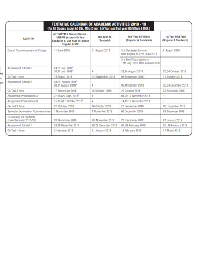 College Calendar - 18+ Examples, Format, Pdf | Examples