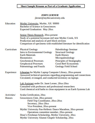 College Application Resume - 4+ Examples, Format, Sample
