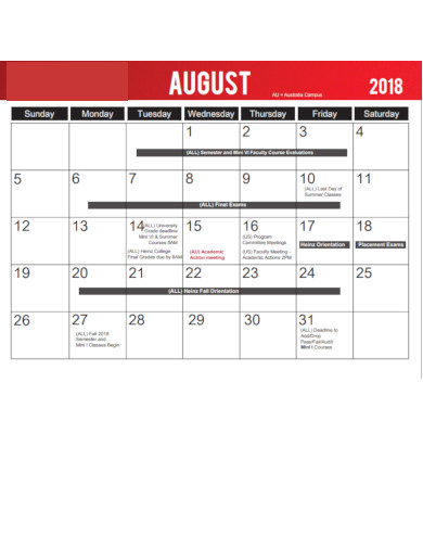 College Calendar - 18+ Examples, Format, Pdf | Examples