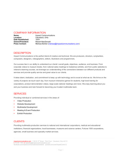 Company Description 22 Examples Format Pdf Examples