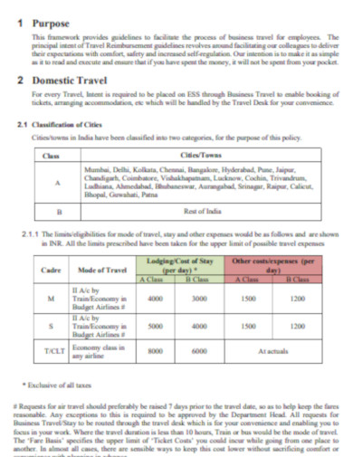 Corporate Travel Policy - 9+ Examples, Format, Pdf | Examples
