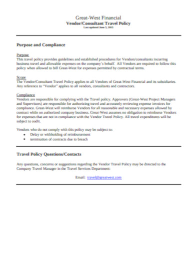Corporate Travel Policy - 9+ Examples, Format, Pdf | Examples