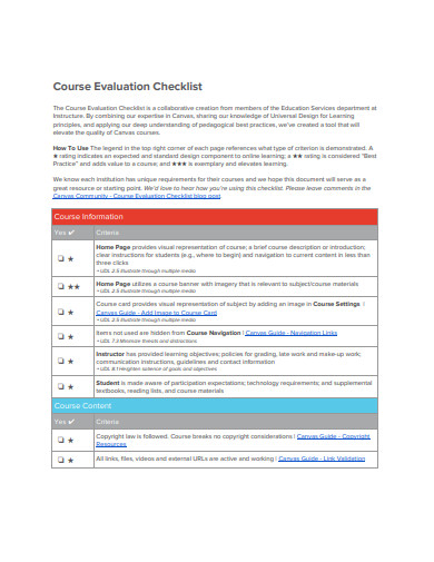 Course Evaluation - 13+ Examples, Format, Pdf | Examples