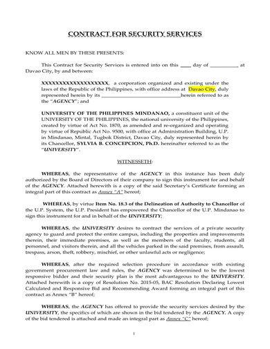 Sample Contract For Security Guard Services MerleneSnyder Blog