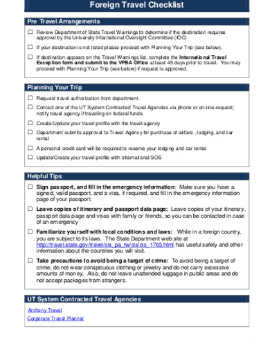 Travel Itinerary Checklist - 10+ Examples, Format, Pdf | Examples