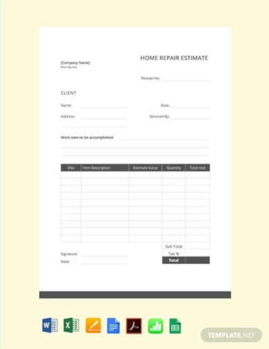Repair Estimate - 17+ Examples, Format, Pdf | Examples