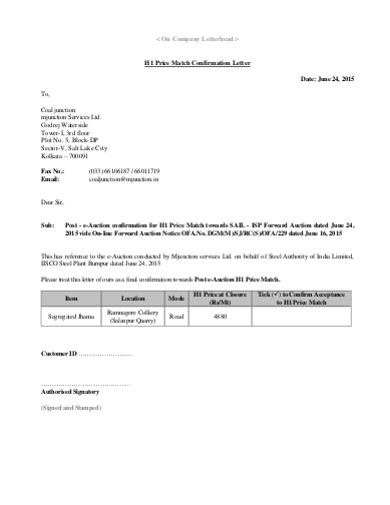 Company Confirmation Letter - 8+ Examples, Format, Sample | Examples