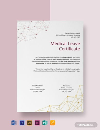 Medical Leave Certificate - 15+ Examples, Format, Pdf | Examples