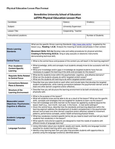 Physical Education Lesson Plan - 10+ Examples, Format, Pdf | Examples