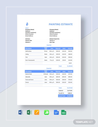 Painting Estimate 6 Examples Format Pdf Examples