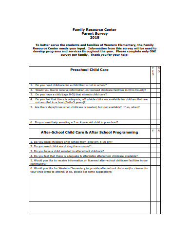 Preschool Survey - 11+ Examples, Format, Pdf | Examples