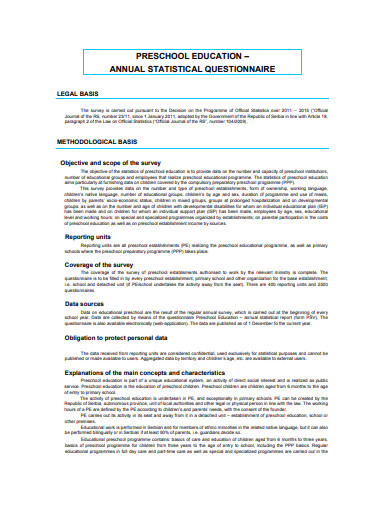 Preschool Questionnaire - 18+ Examples, Format, Pdf | Examples