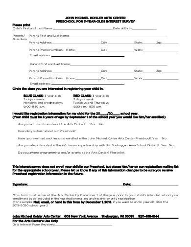 Preschool Survey - 11+ Examples, Format, Pdf | Examples