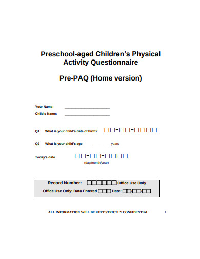 Preschool Questionnaire - 18+ Examples, Format, Pdf | Examples