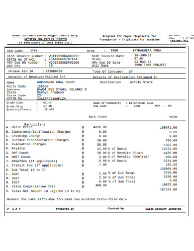 Cash Invoice - 6+ Examples, Format, Pdf | Examples