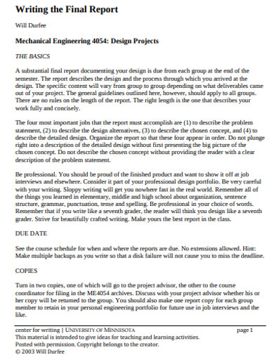 Project Final Report - 19+ Examples, Format, Pdf | Examples