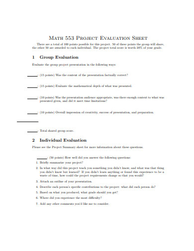 Evaluation Sheet - 22+ Examples, Format, Pdf | Examples