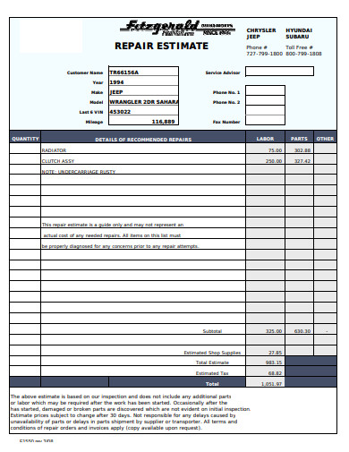 Motorcycle Repair Estimate Calculator Daron anchondo