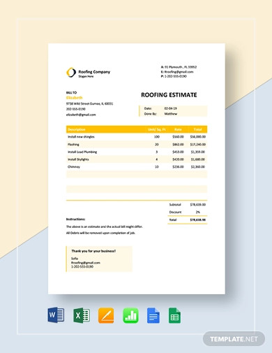 Roofing Estimate 4 Examples Format Pdf Examples