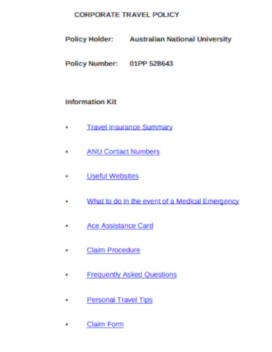 Corporate Travel Policy - 9+ Examples, Format, Pdf | Examples